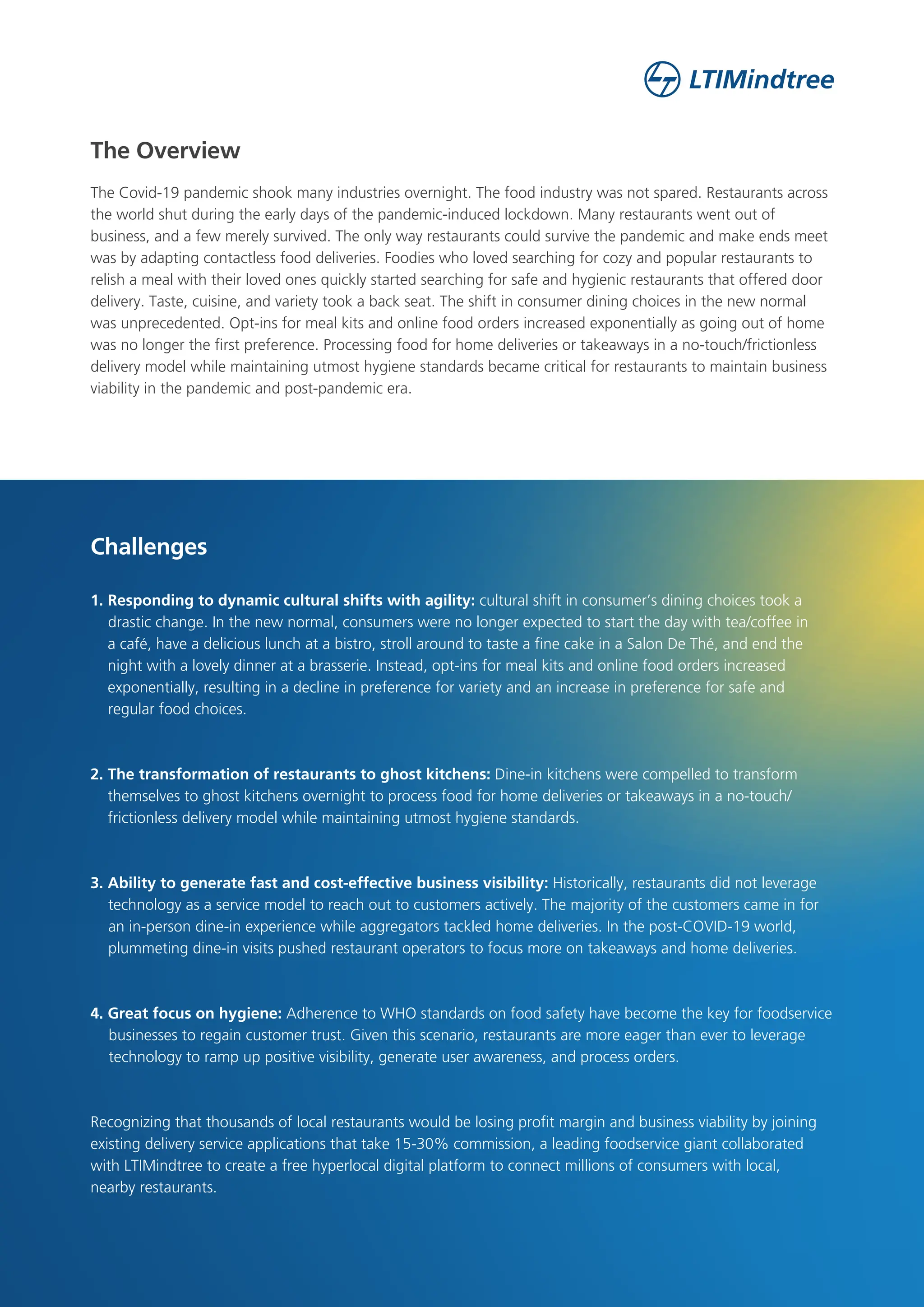 Leading Foodservice Giant Thrive In The New Normal | LTIMindtree | PDF