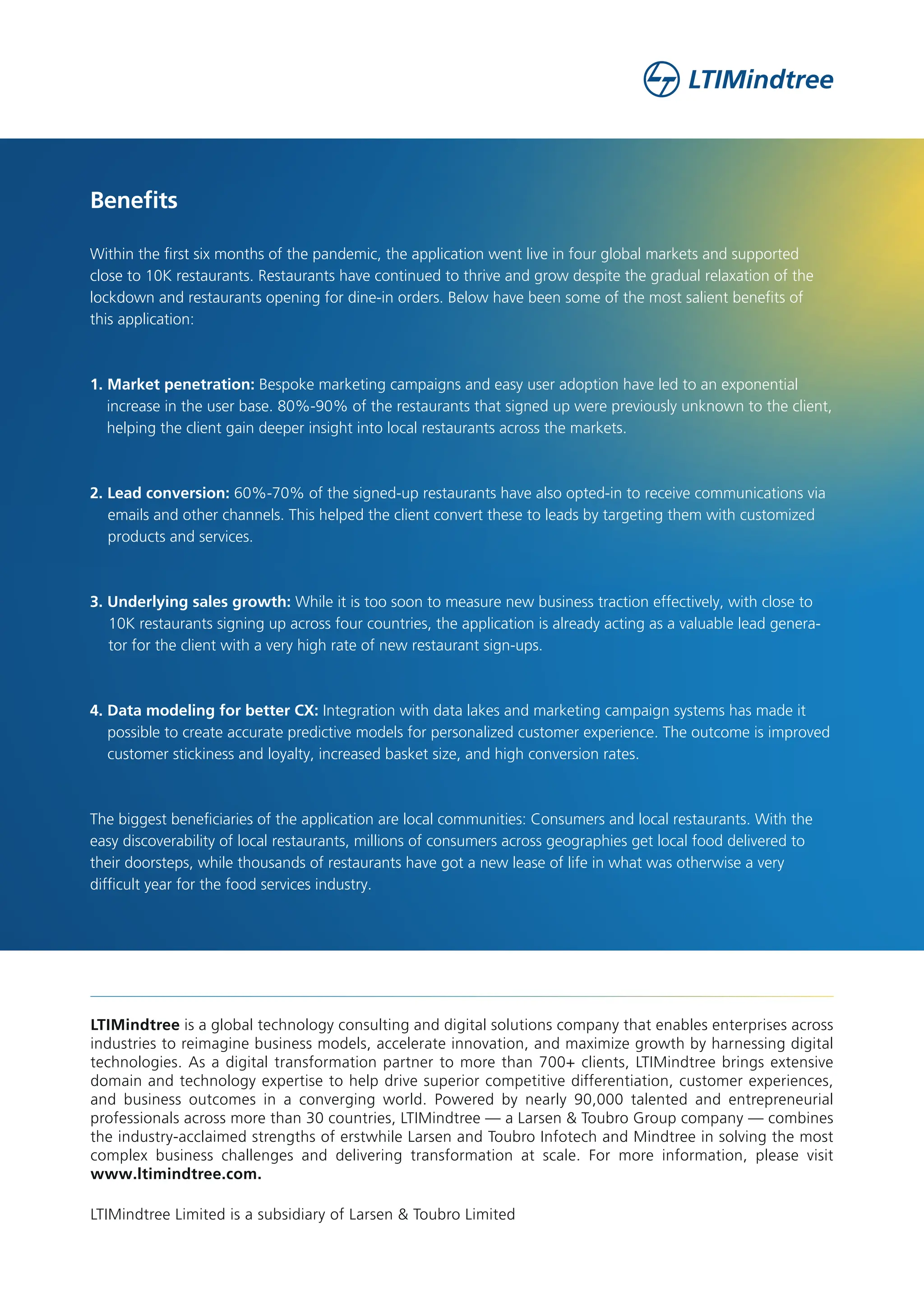 Leading Foodservice Giant Thrive In The New Normal | LTIMindtree | PDF