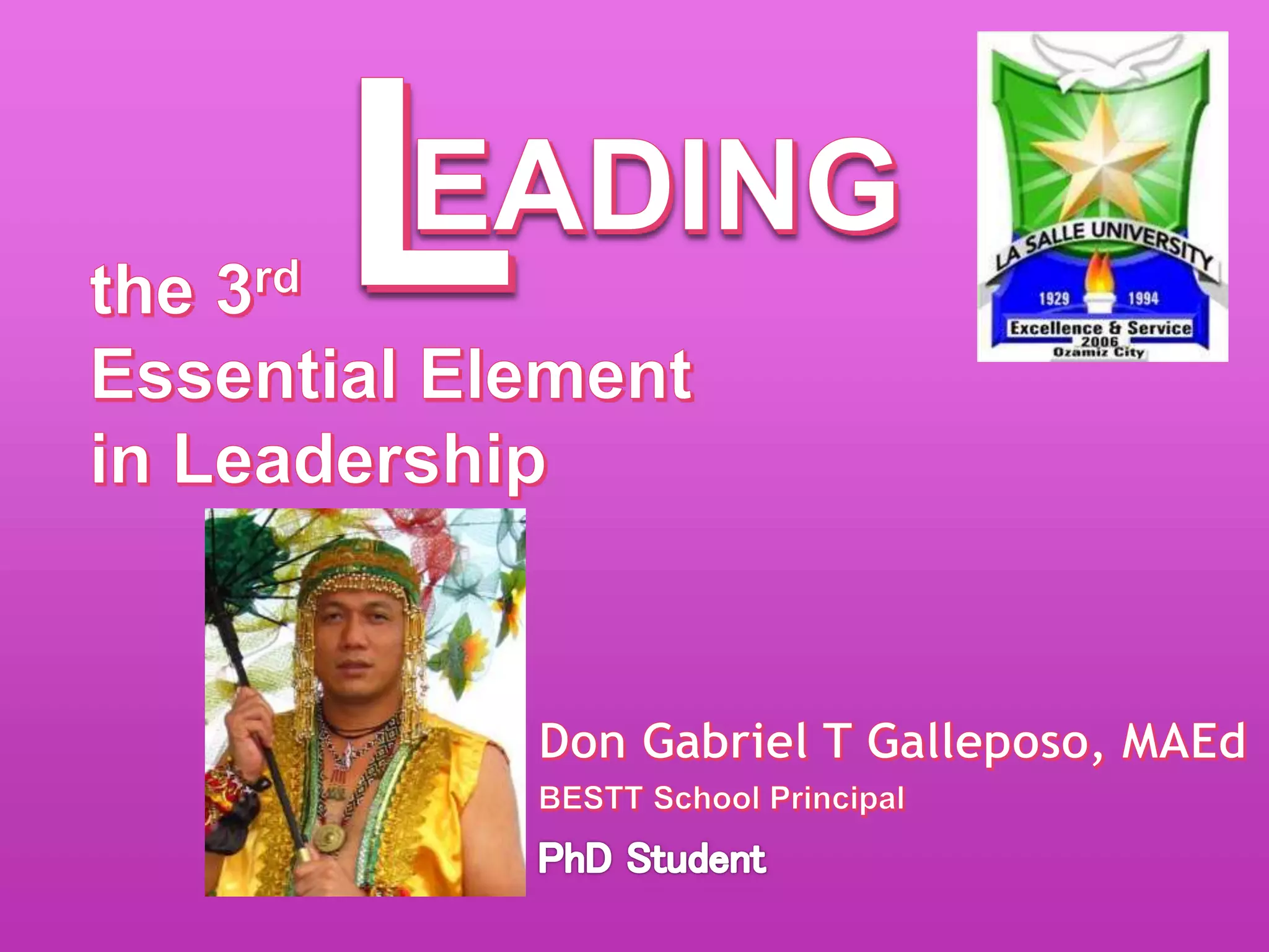Leading 3rd essential element in leadership | PPT