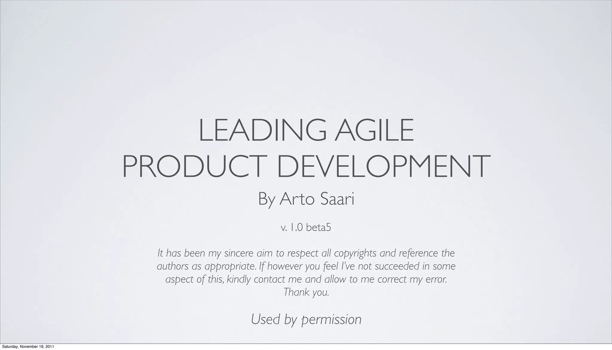 Leading Agile Product Development | PPT