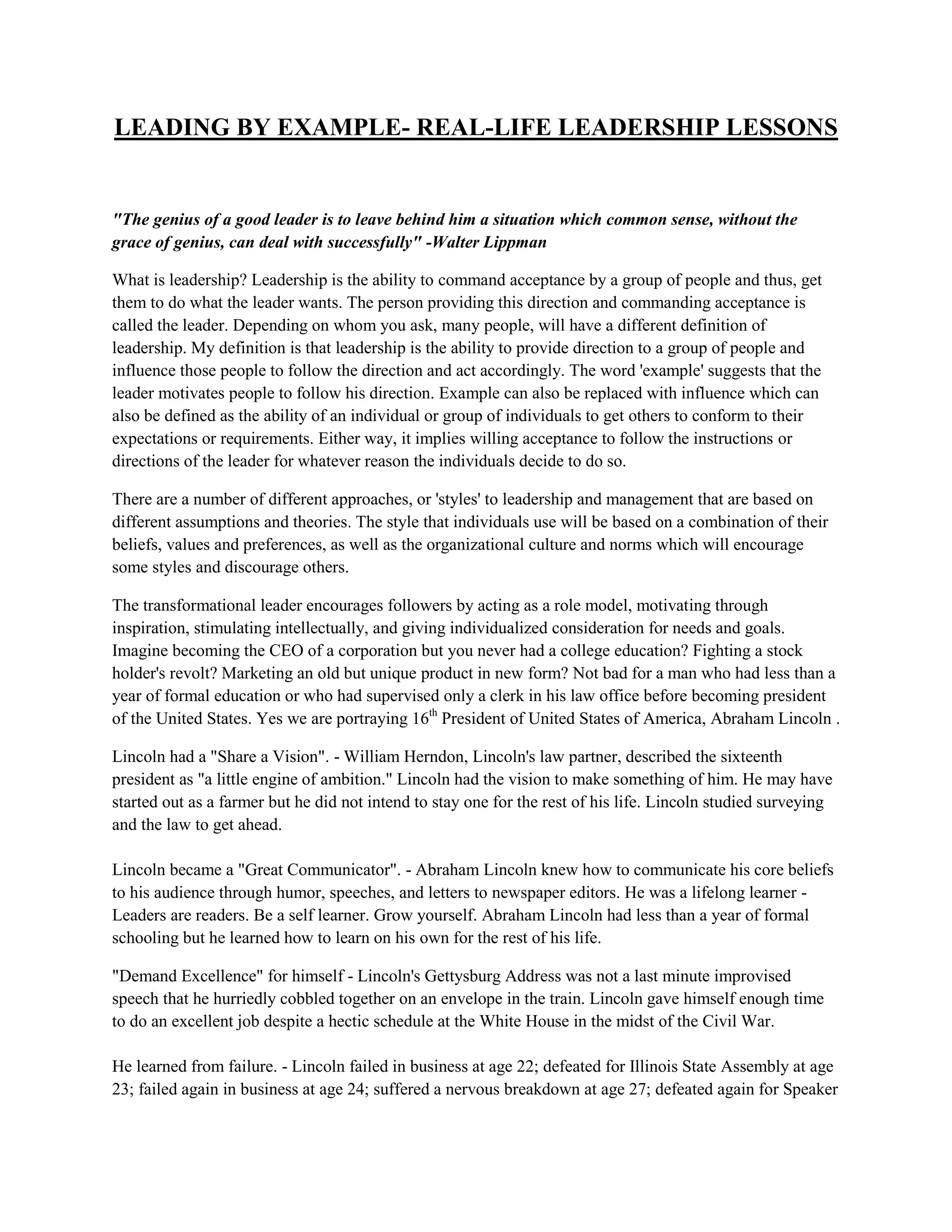 Leading by example real-life leadership lessons | DOCX