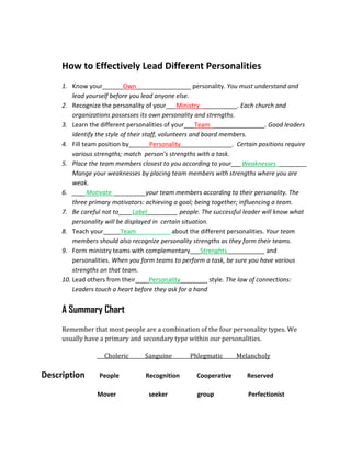 Leading different personalities 1 | PDF