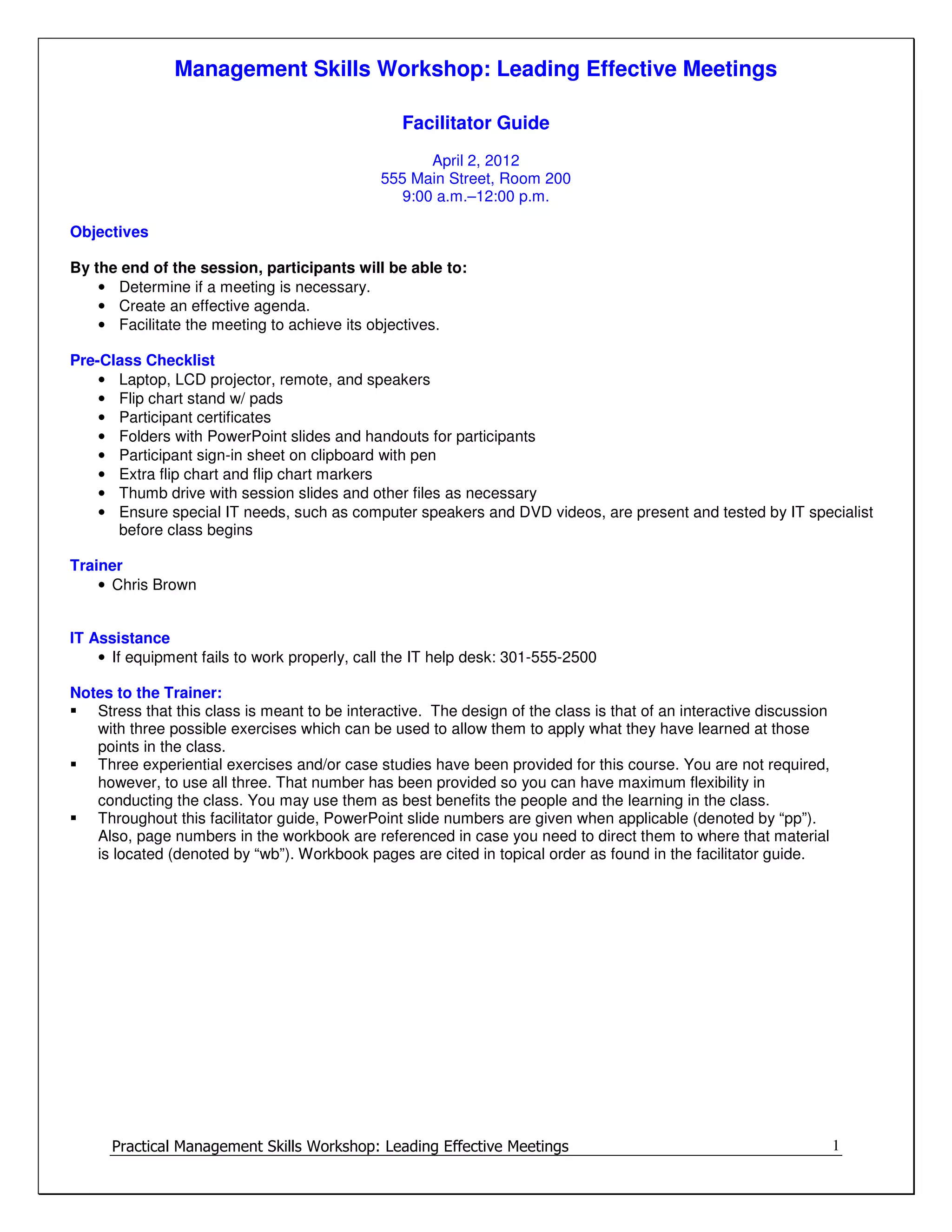 Leading effective meetings facilitator guide | PDF