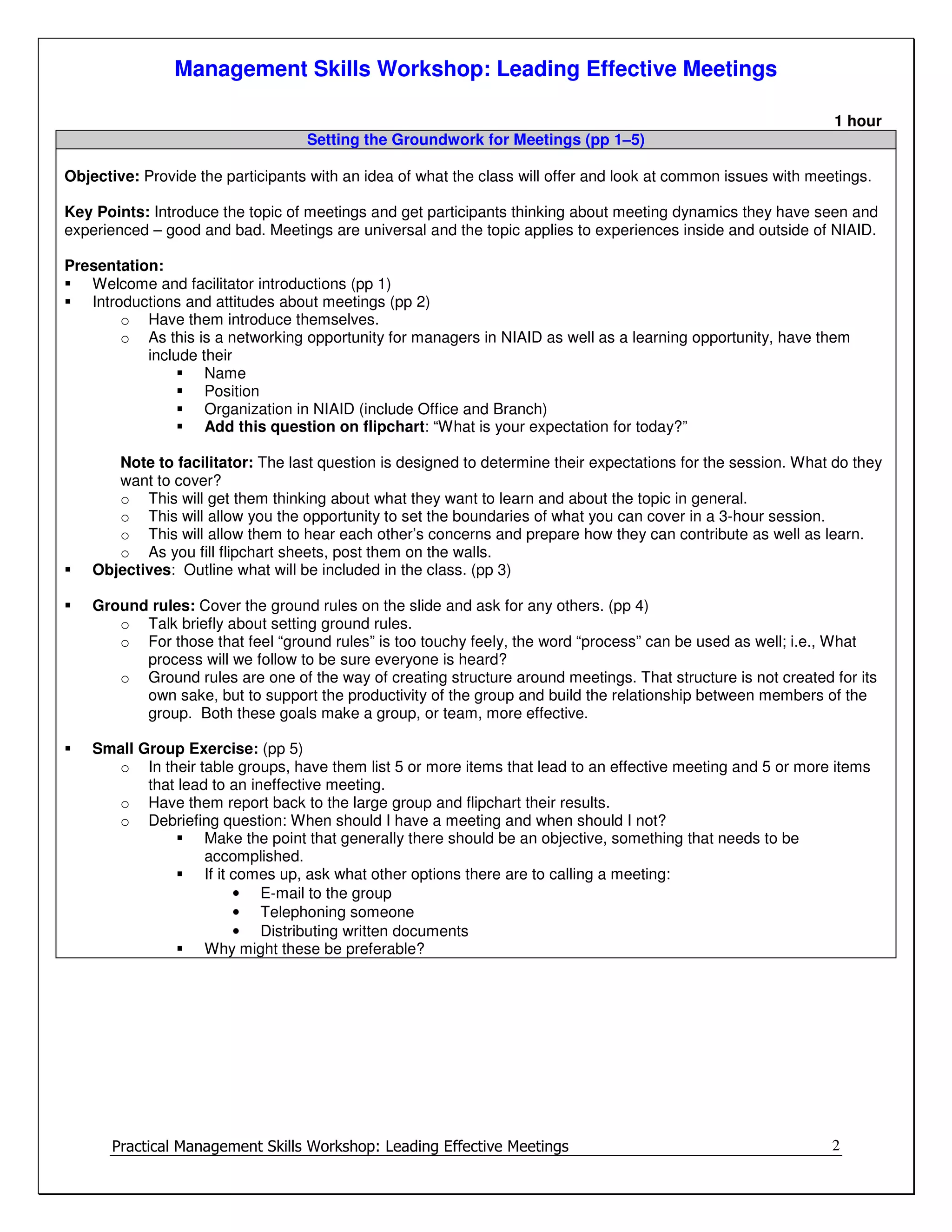 Leading effective meetings facilitator guide | PDF