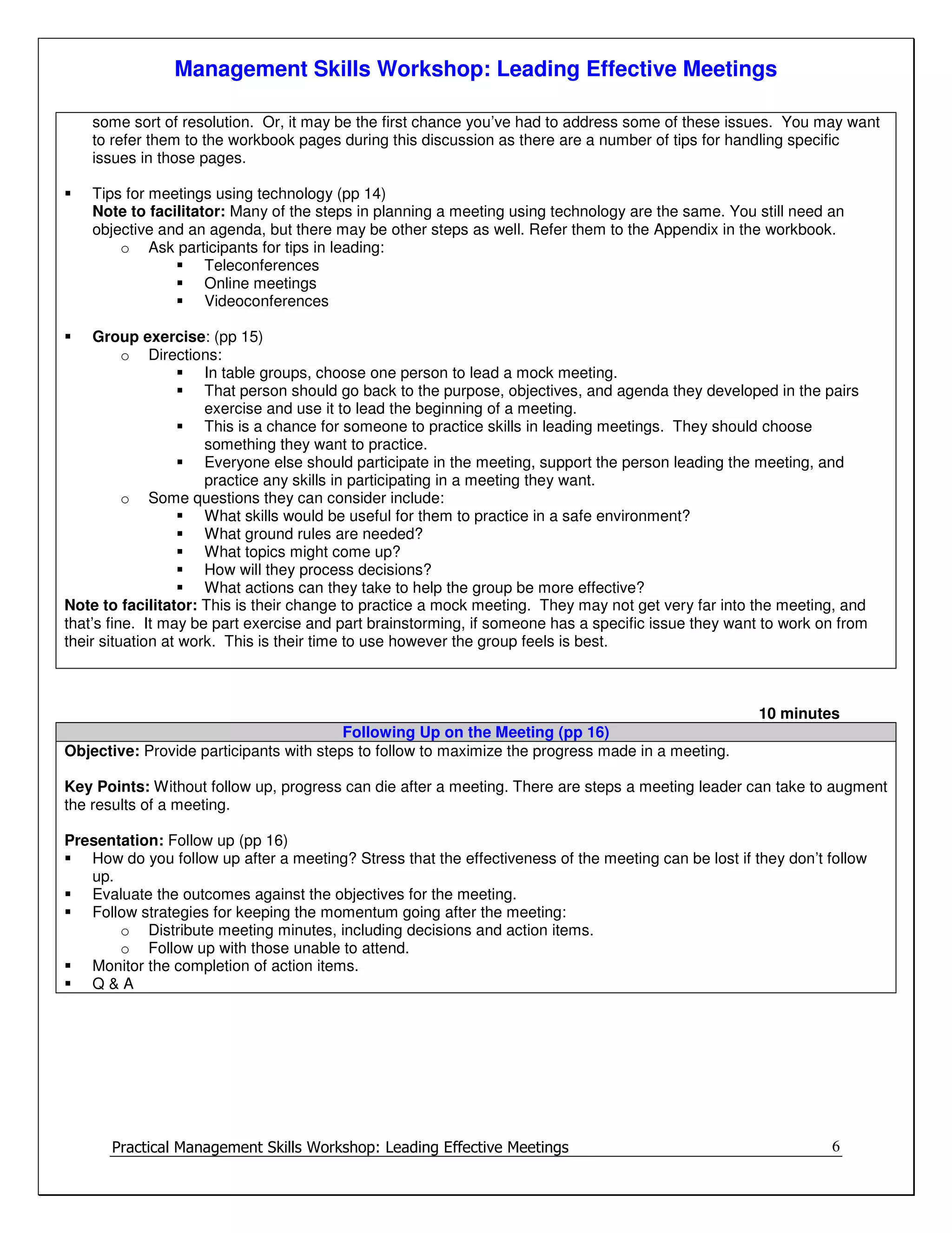 Leading effective meetings facilitator guide | PDF