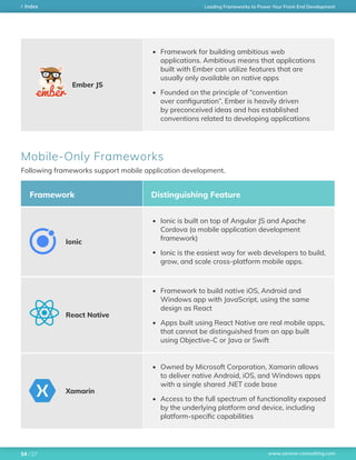 Leading frameworks to power your front end development | PDF