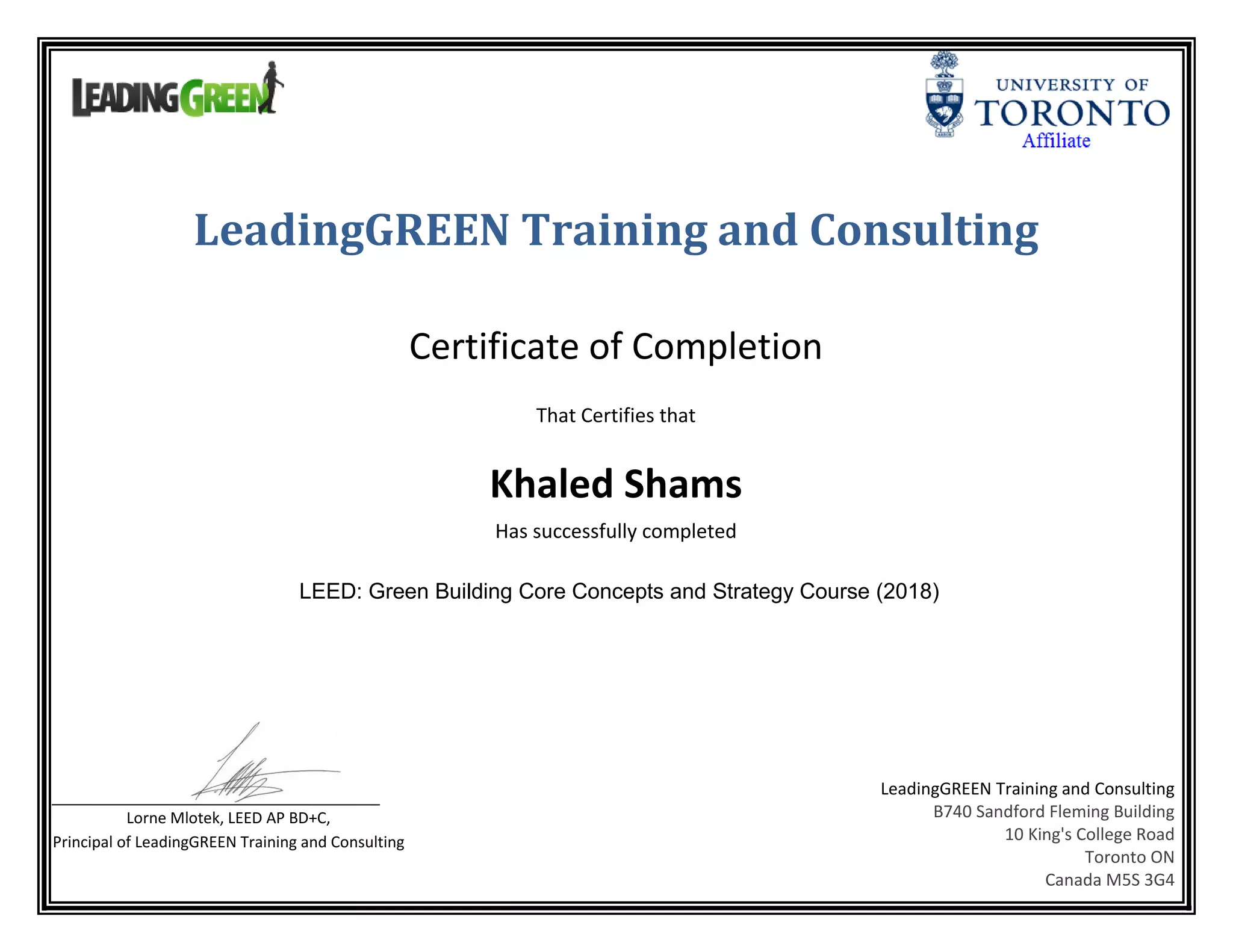 Leading green leed certificate of participation | PDF