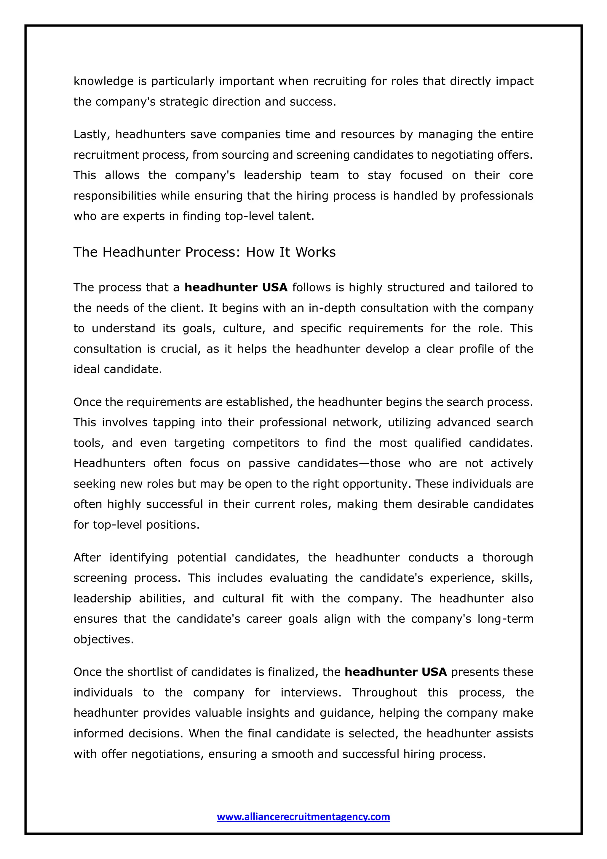 Leading Headhunter USA - Recruit Top-Level Professionals | PDF