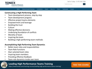 Leading high performance teams training | PPTX