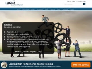 Leading high performance teams training | PPTX