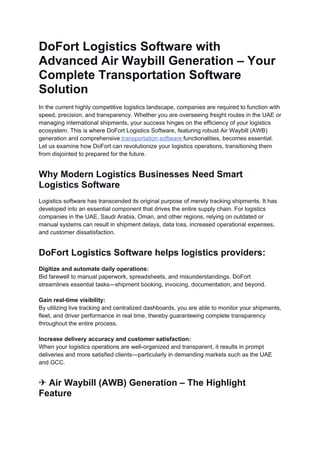 Leading Logistics ERP Software in UAE - Dubai | DOCX