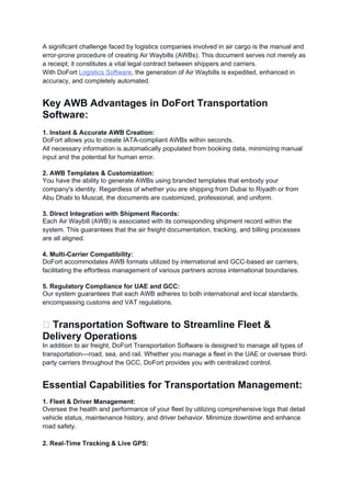 Leading Logistics ERP Software in UAE - Dubai | DOCX