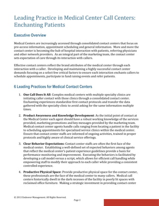 Leading practices in medical center call centers | PDF