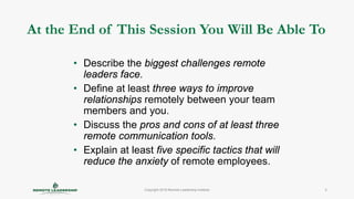 Leading Remotely: The Keys to Being a Long-Distance Leader | PDF