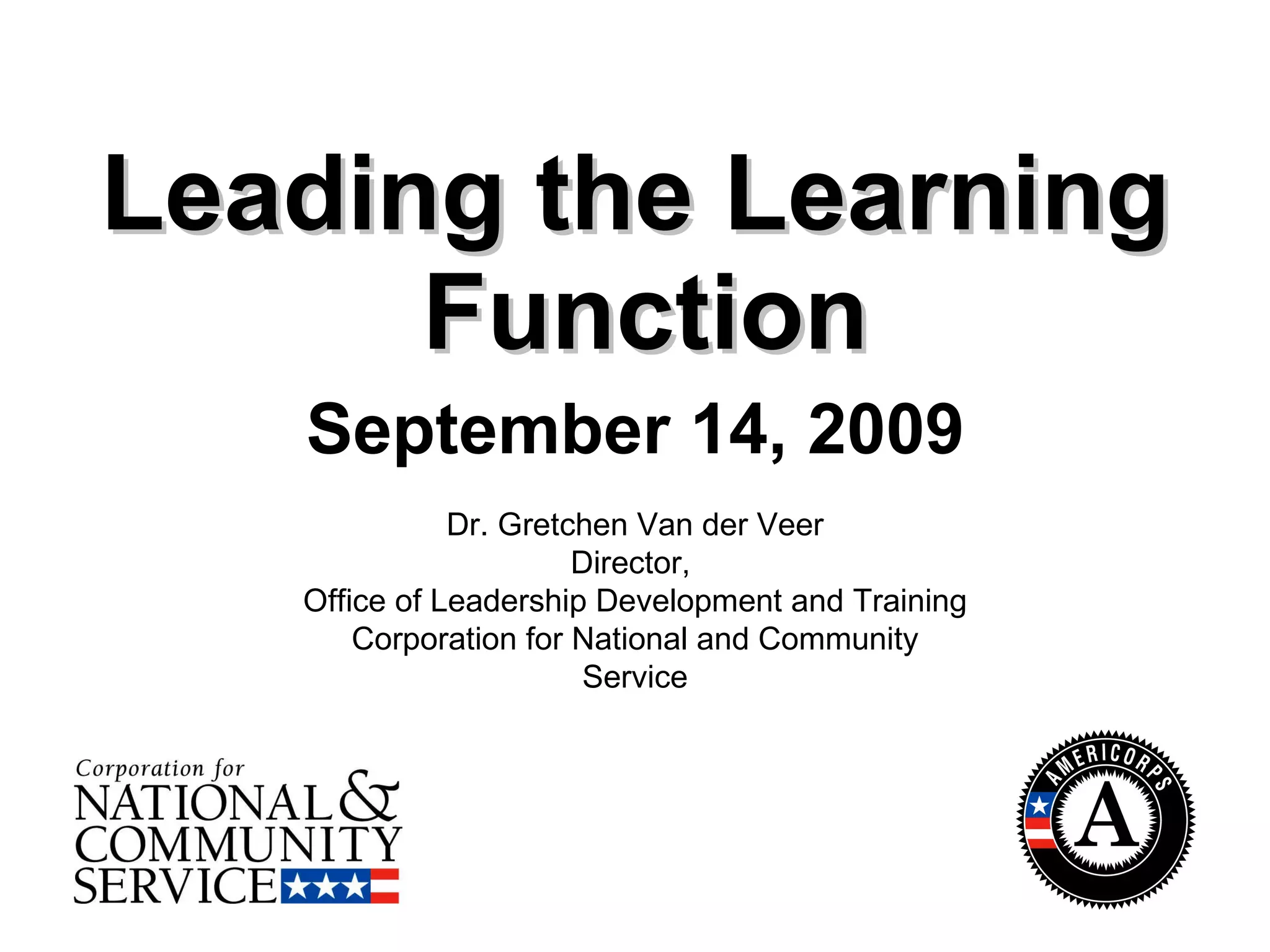 Leading The Learning Function Ppt