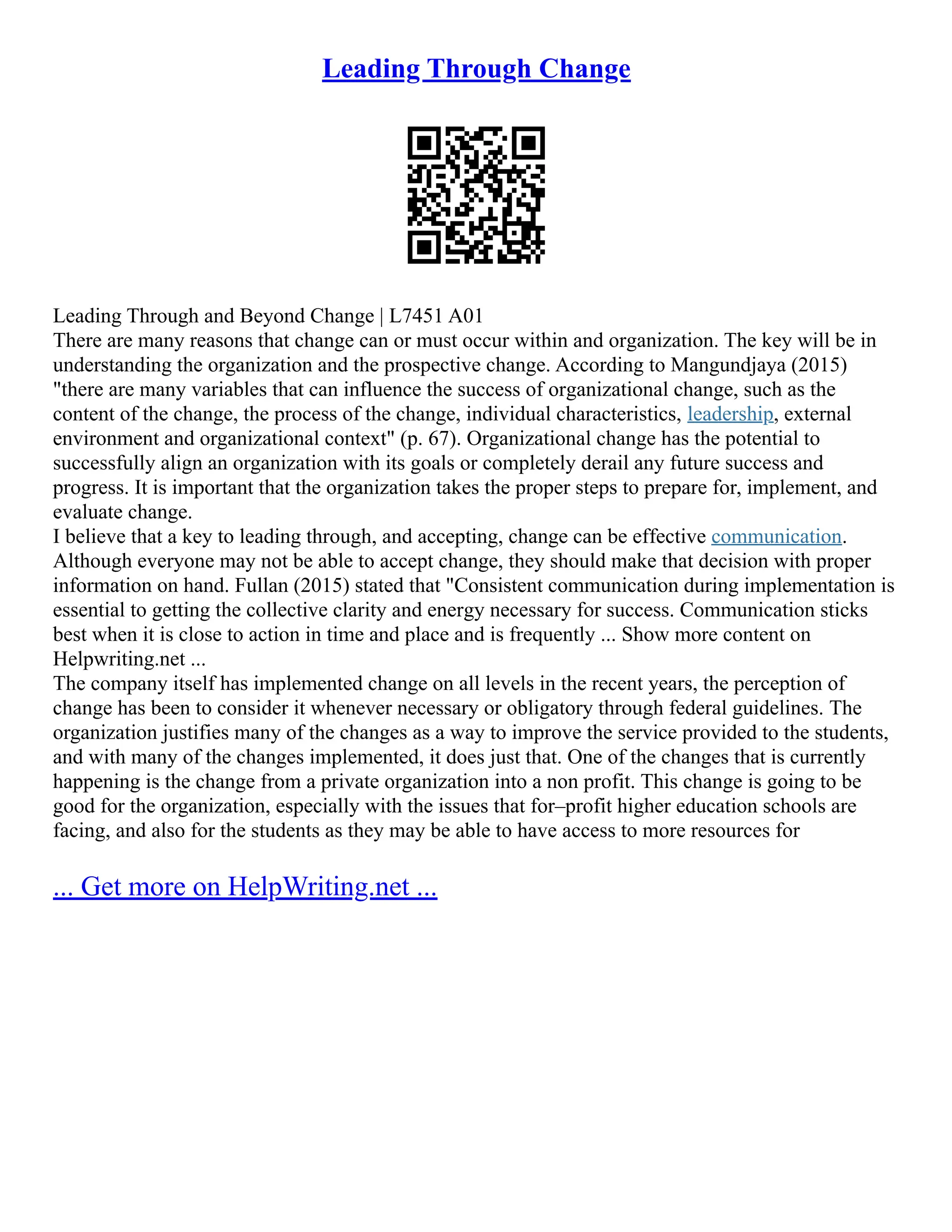 Leading Through Change | PDF