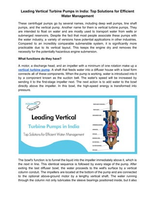 Leading Vertical Turbine Pumps in India: Top Solutions for Efficient ...