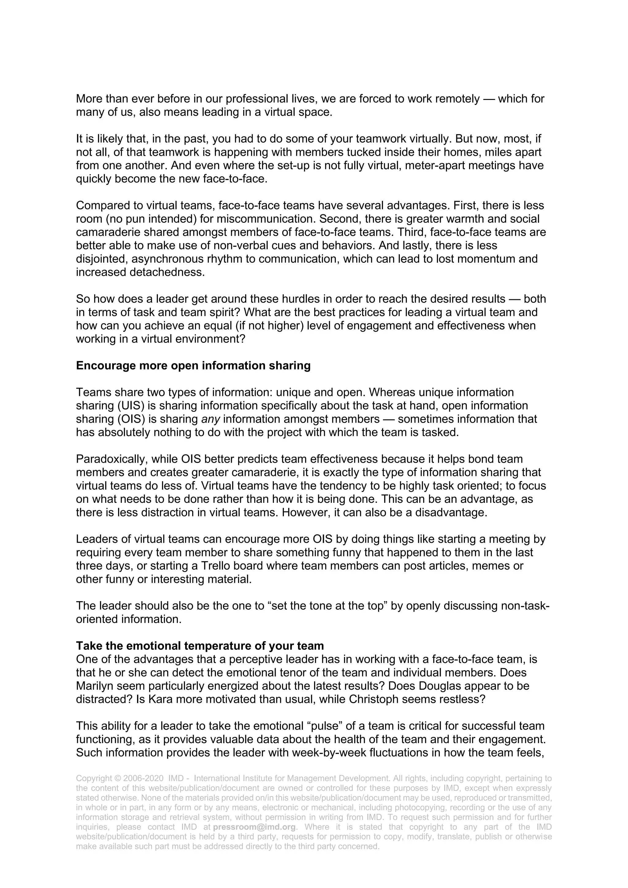 Leading virtual teams in times of disruption | PDF | Desktop Publishing ...