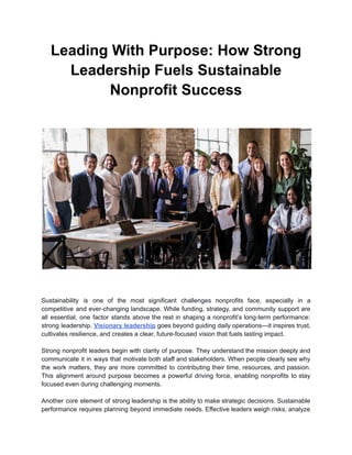 Leading With Purpose: How Strong Leadership Fuels Sustainable Nonprofit ...
