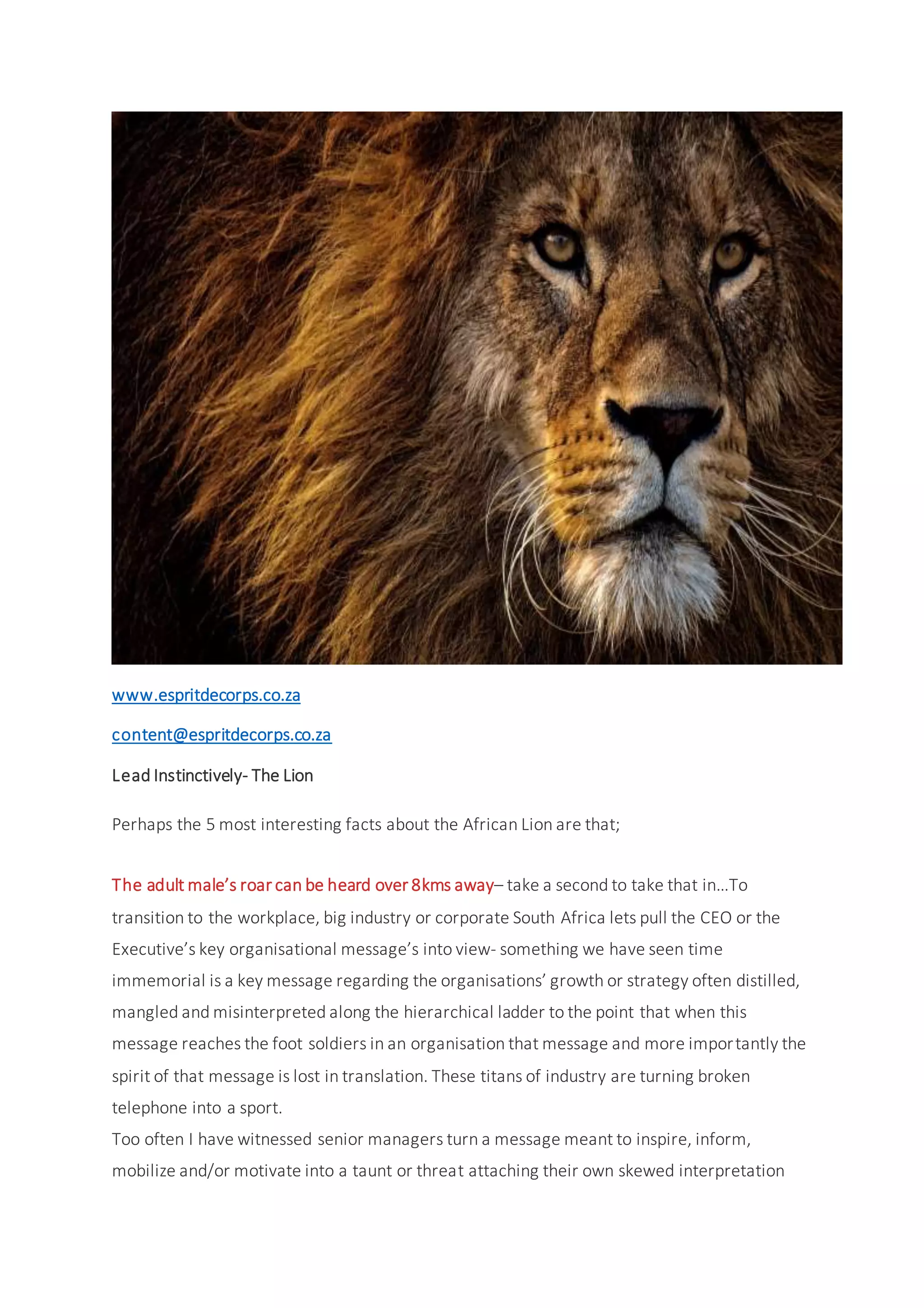 Lead Instinctively The Lion | DOCX