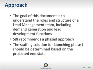 Lead management: Approach & Roles Guidance | PPT