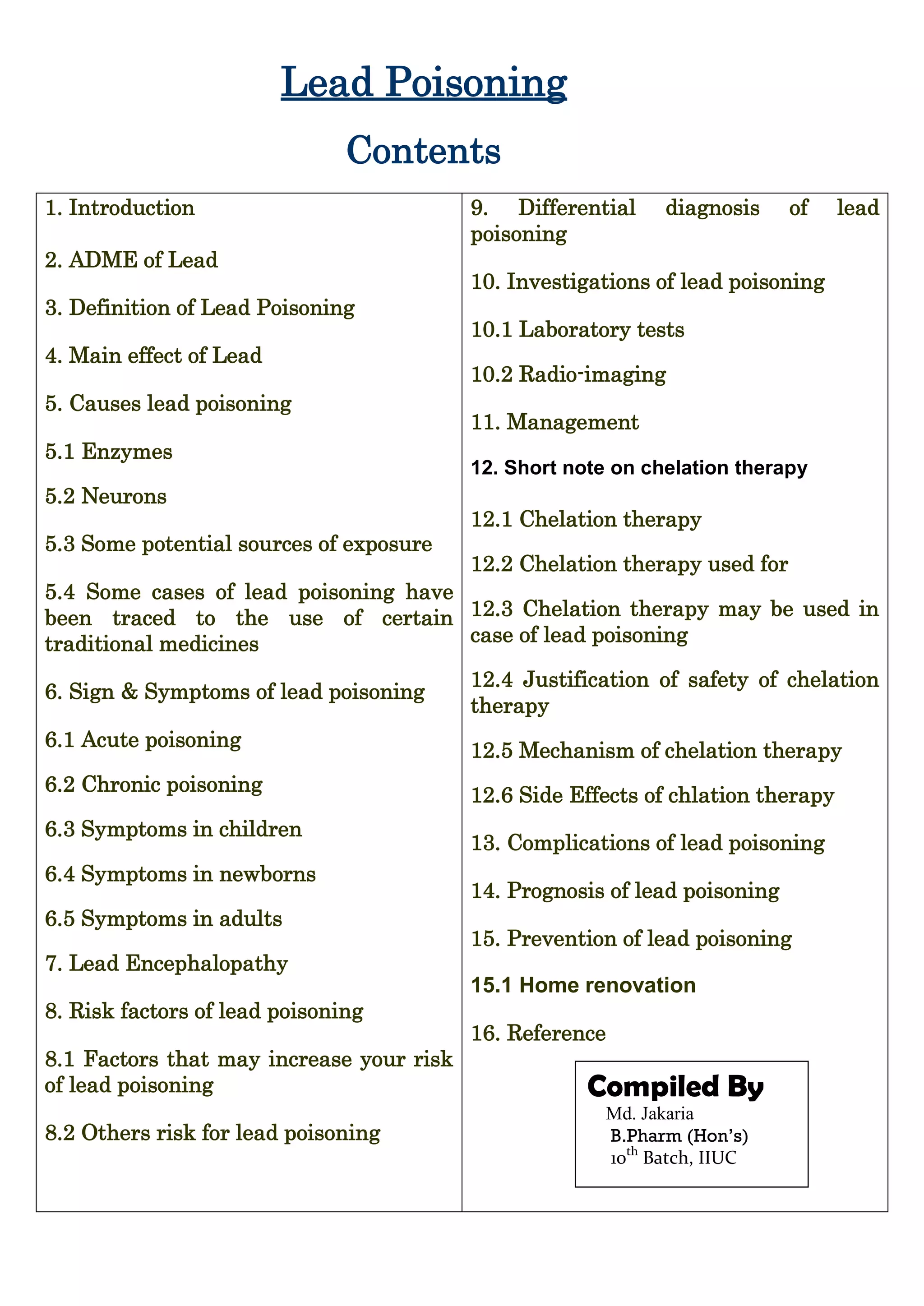 Lead poisoning by jakaria | PDF