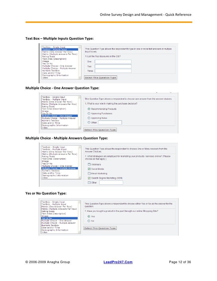 Online Survey Software Reference Guide
