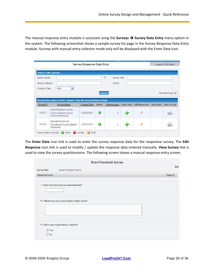 Online Survey Software Reference Guide