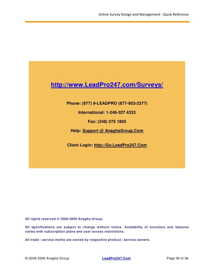 Online Survey Software Reference Guide