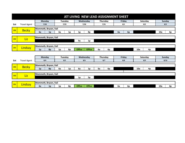Lead schedule 8.10.14