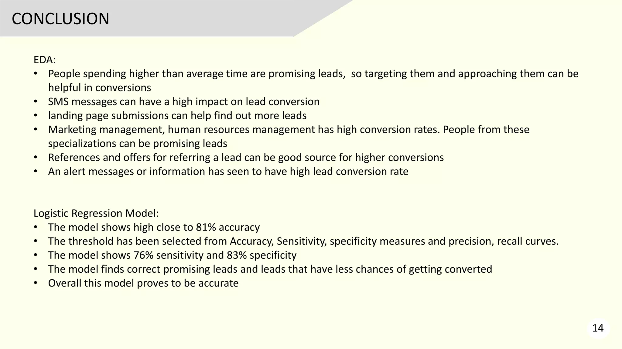 Lead scoring case study presentation | PDF