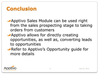 Apptivo CRM Capabilities - Managing Leads | PPTX
