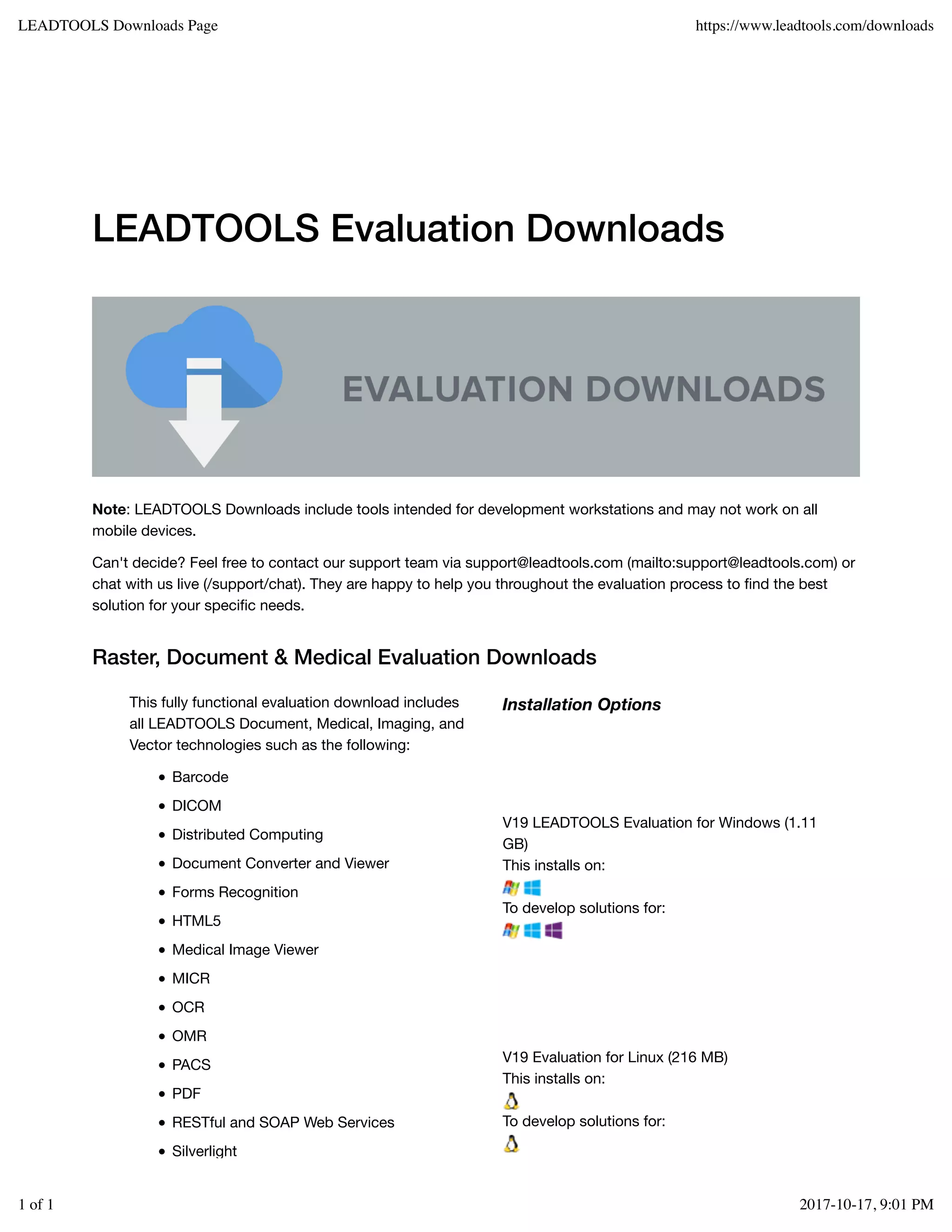 Leadtools evaluation downloads | PDF