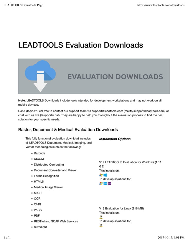 Leadtools evaluation downloads | PDF