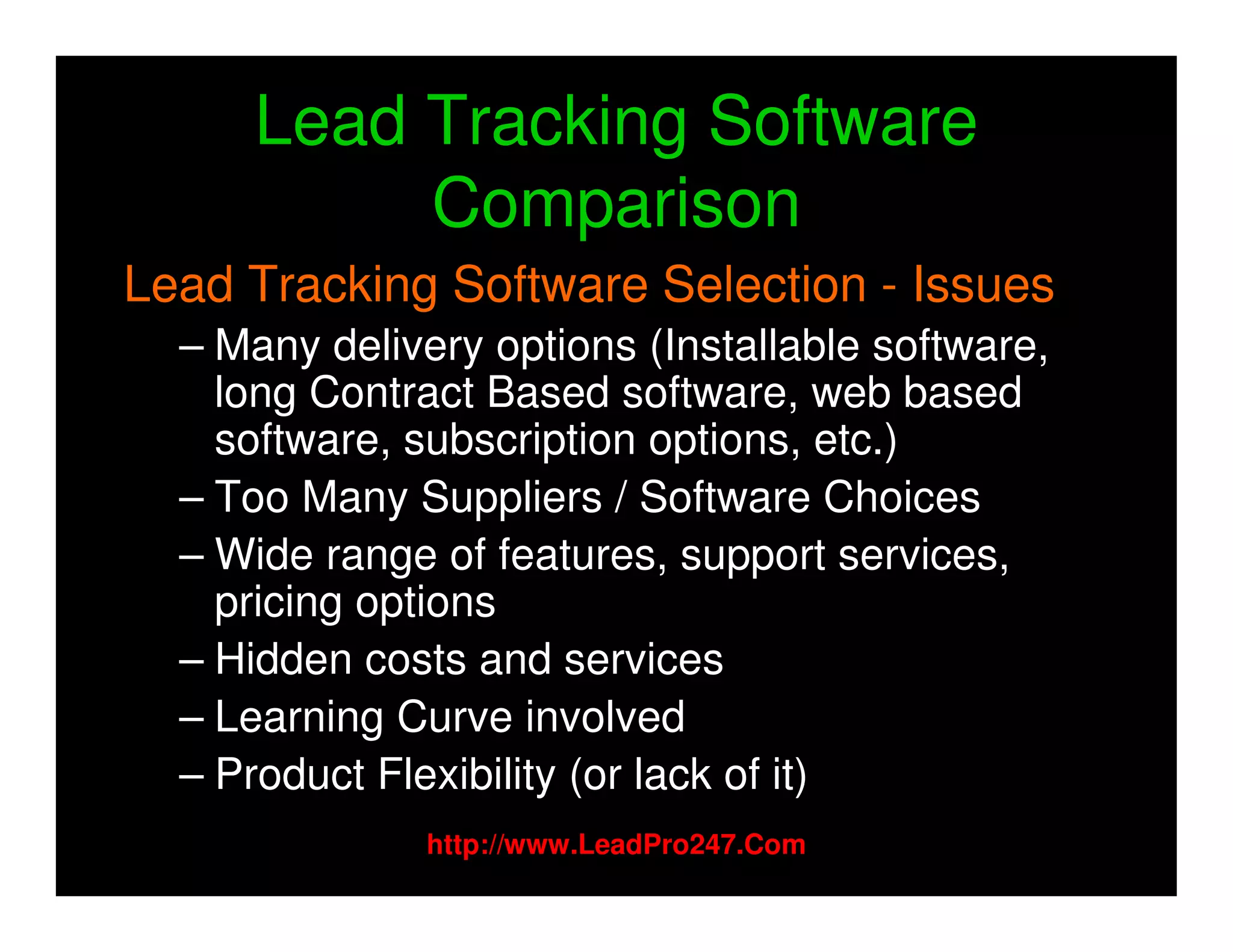 Lead Tracking Software Comparison | PPT