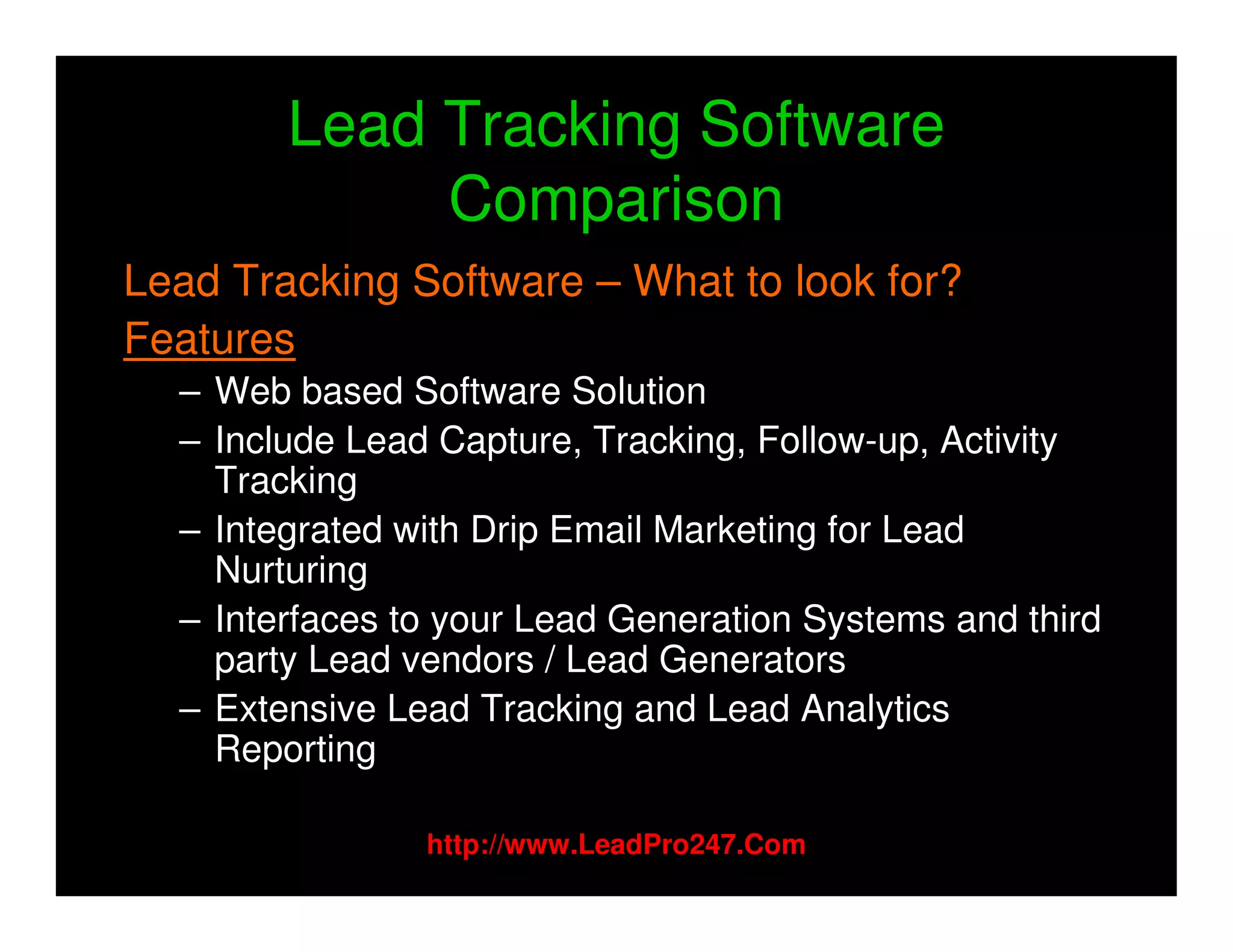 Lead Tracking Software Comparison | PPT