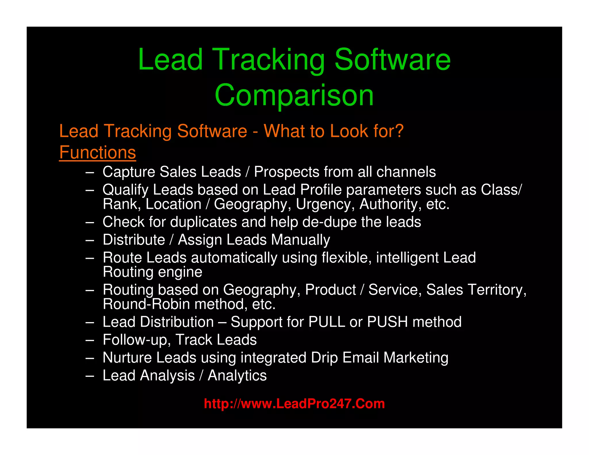 Lead Tracking Software Comparison | PPT