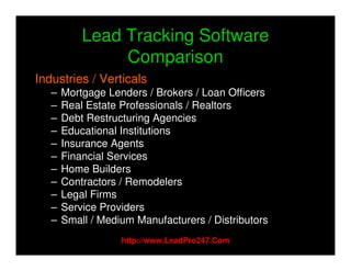 Lead Tracking Software Comparison | PDF