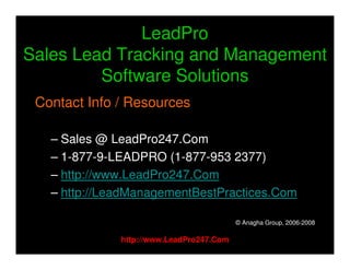 Lead Tracking Software Comparison | PDF