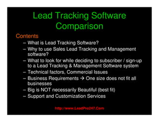 Lead Tracking Software Comparison | PDF