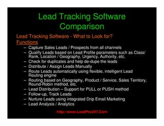 Lead Tracking Software Comparison | PDF