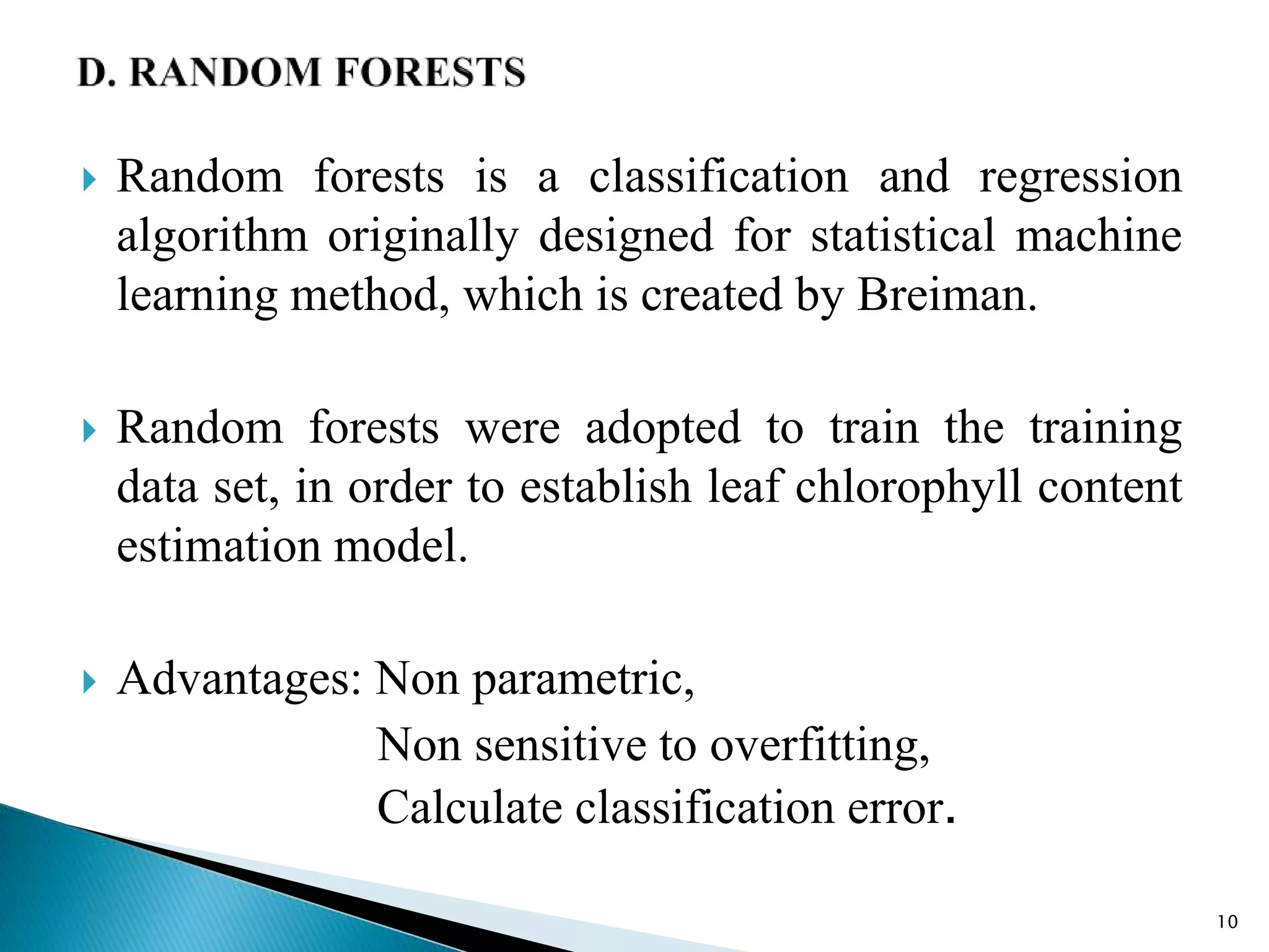 Leaf chlorophyll concentration using random forest | PPTX