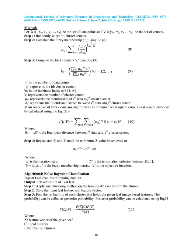 Leaf identification based on fuzzy c means and naïve bayesian classification | PDF