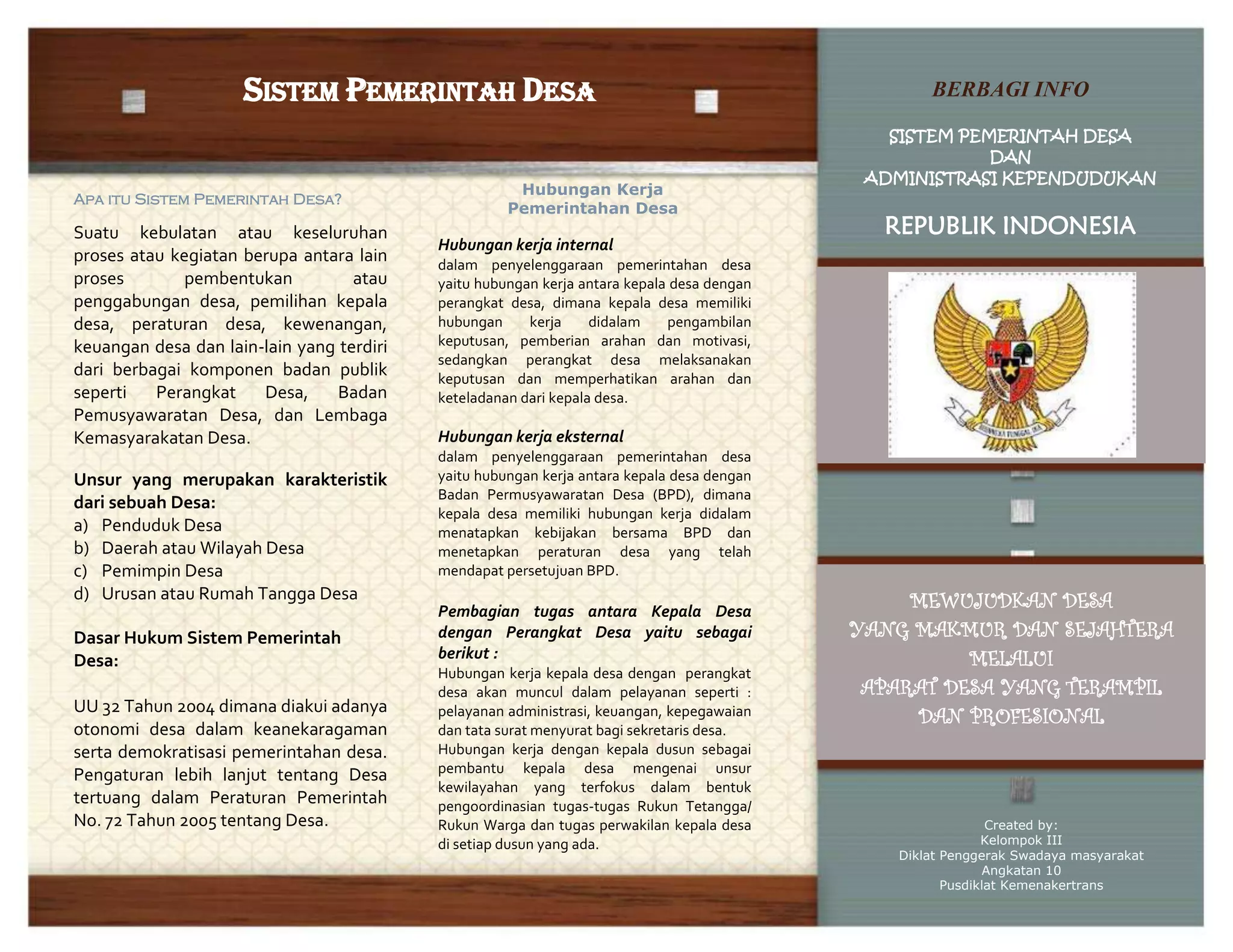 Sistem Pemerintah Desa dan Administrasi Kependudukan Secara Umum | DOCX