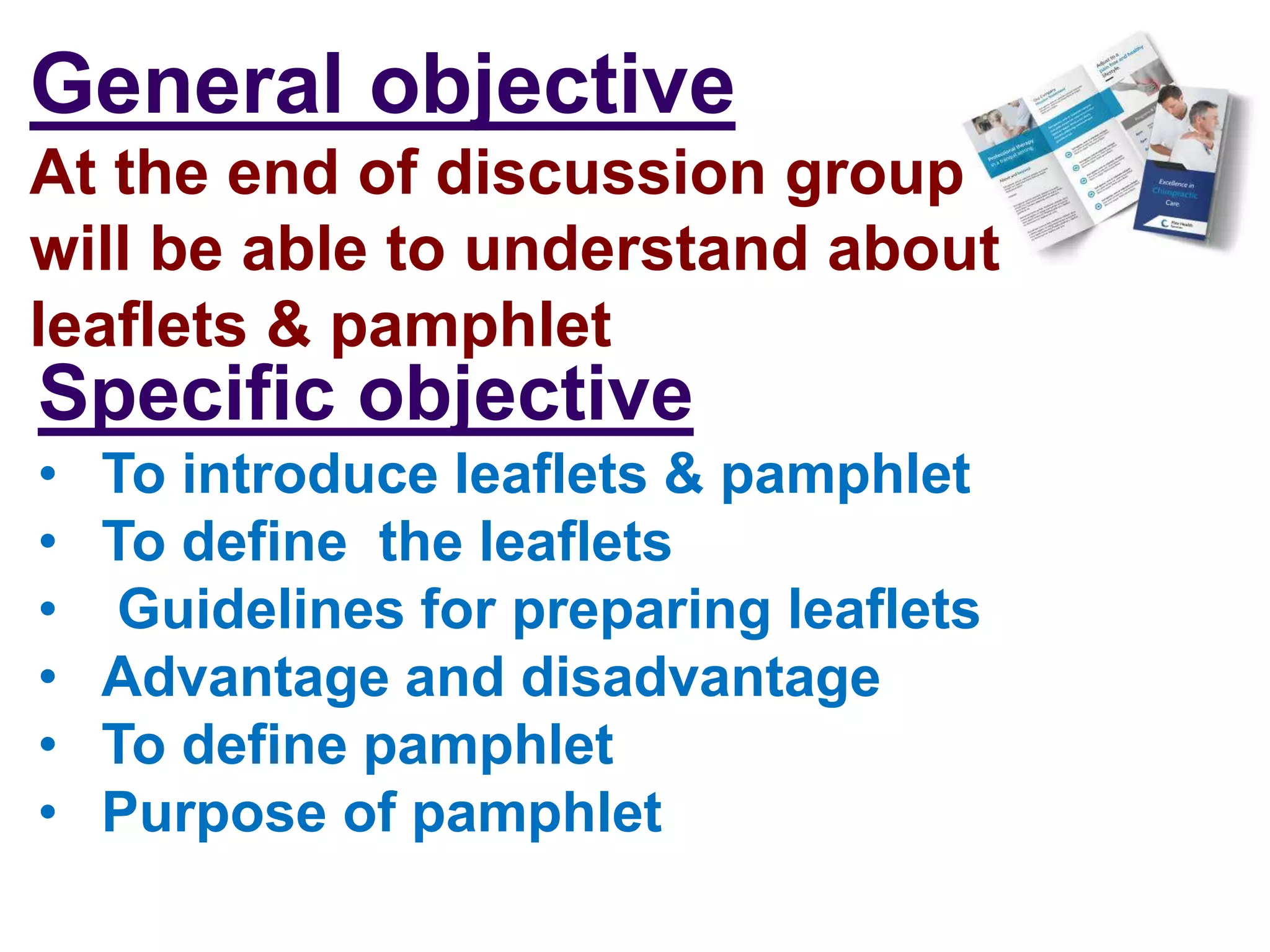 leaflet.and pamphlet pptx | PPTX