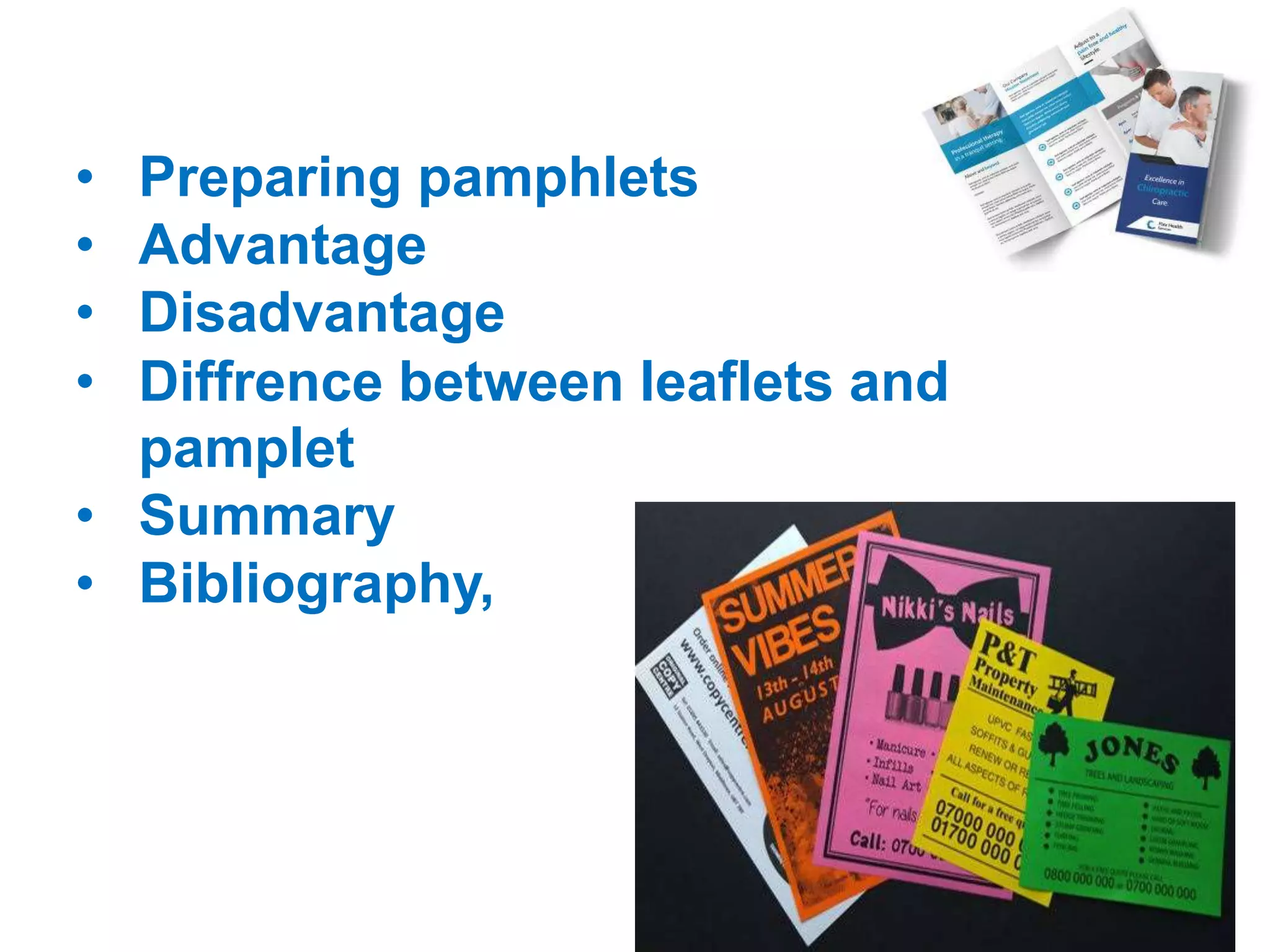 leaflet.and pamphlet pptx | PPTX