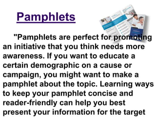 leaflet.and pamphlet pptx | PPTX