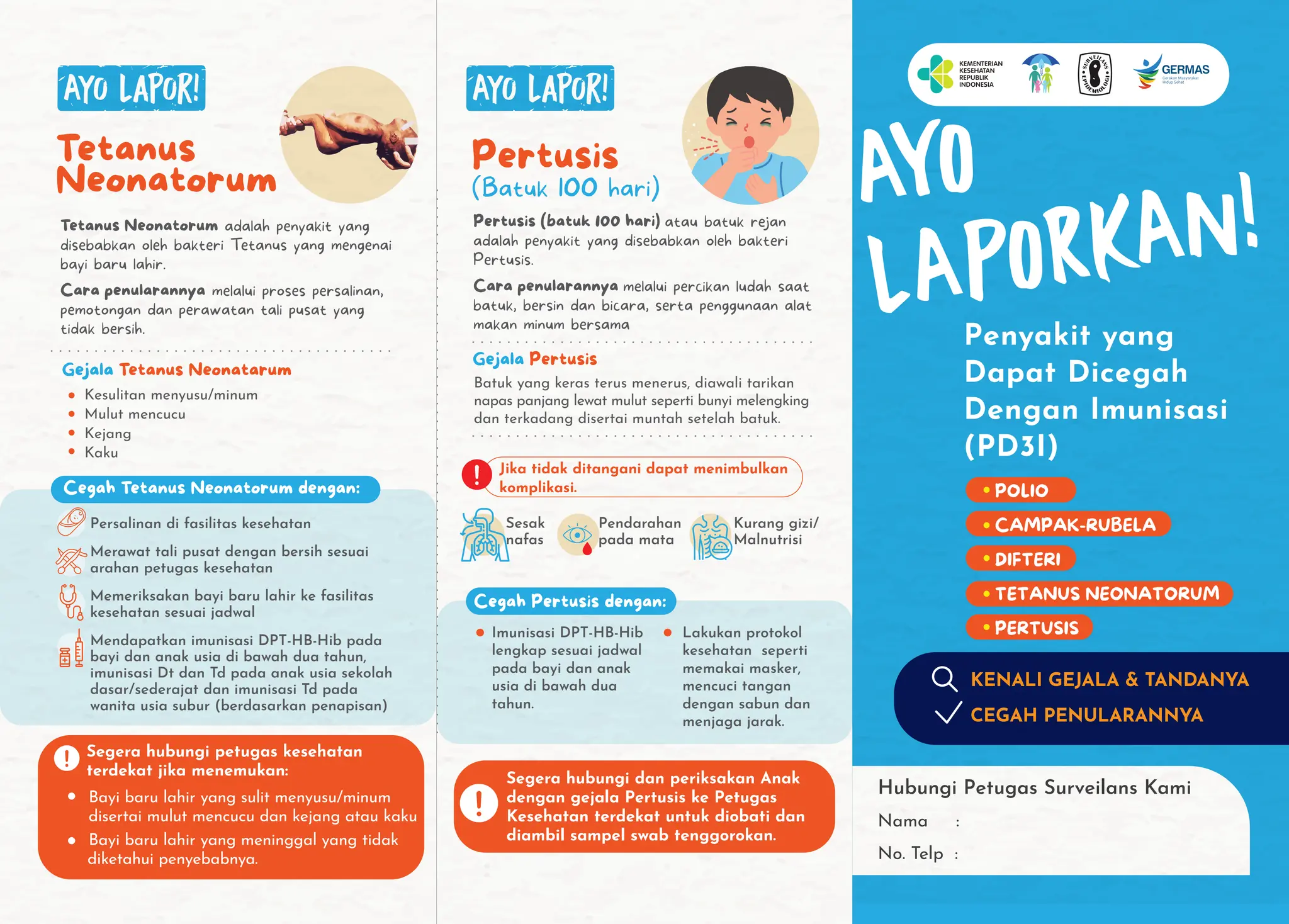 leafleat pd3i (pencegahan penyakit menular dengan imunisasi dasar lengkap | PDF
