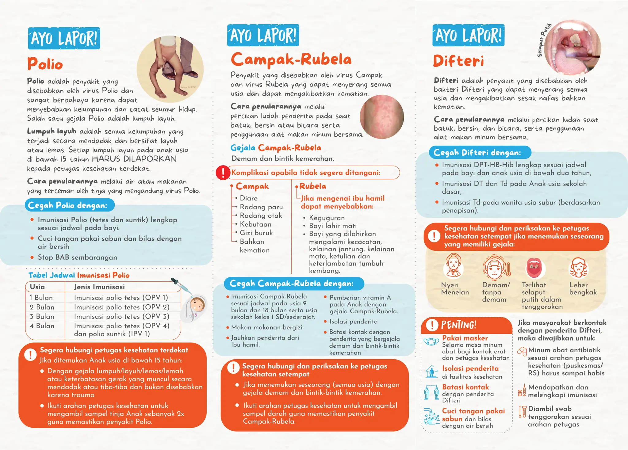 leafleat pd3i (pencegahan penyakit menular dengan imunisasi dasar lengkap | PDF