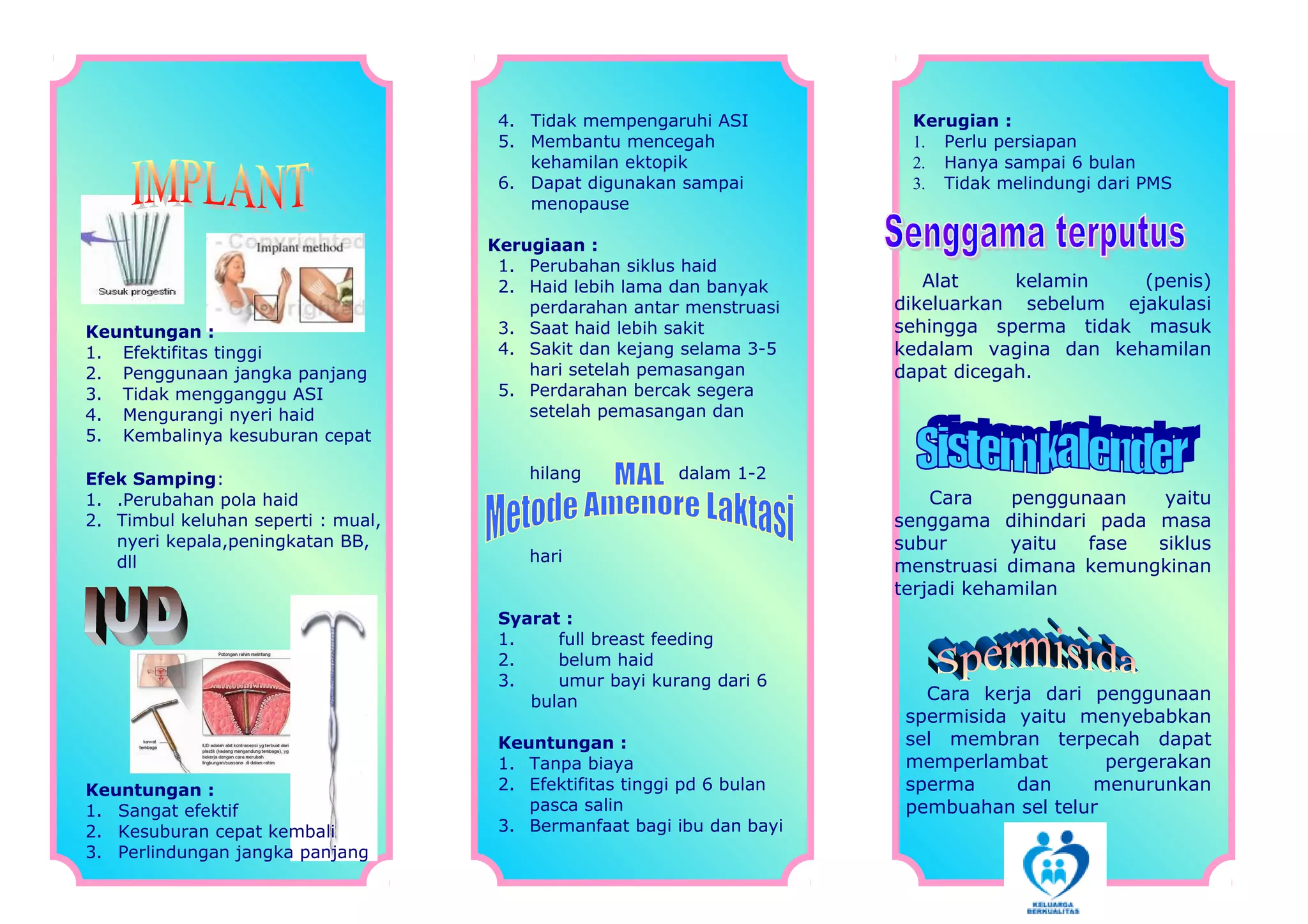 Leaflet alat kontrasepsi | DOC